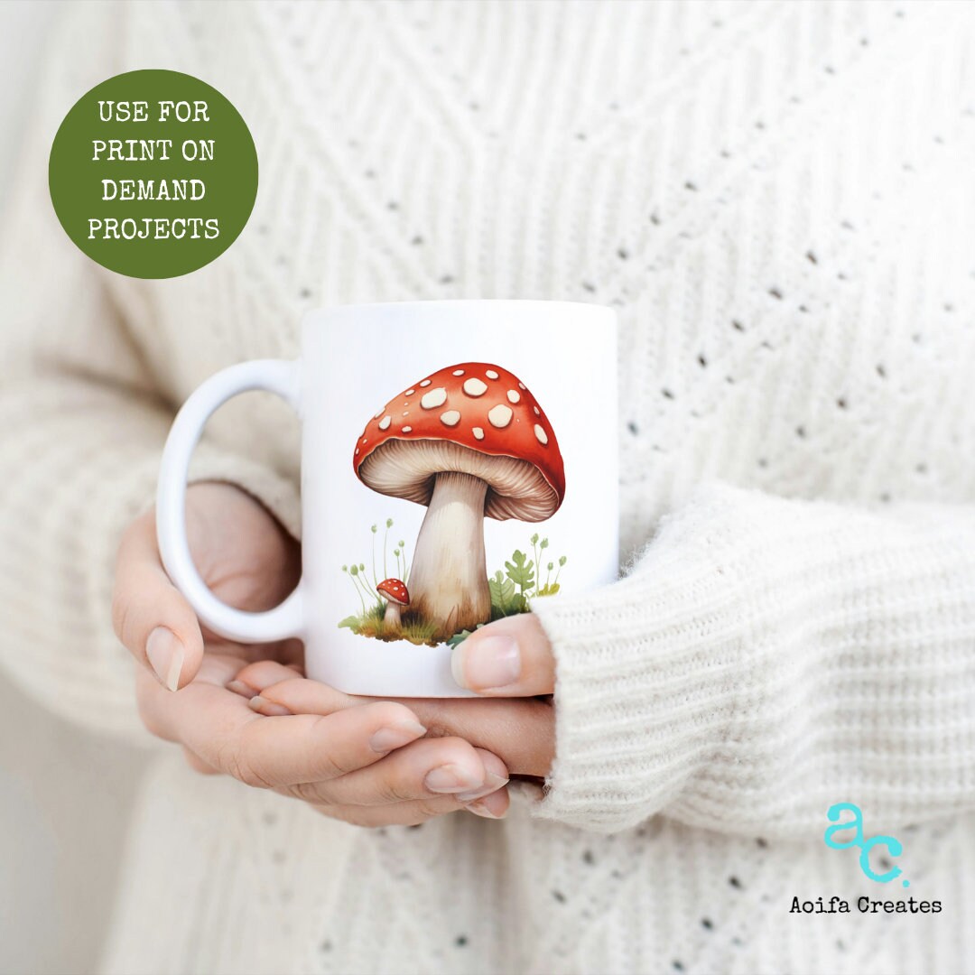 Watercolor Mushrooms Clipart Bundle Commercial Use Included, Mushroom ...