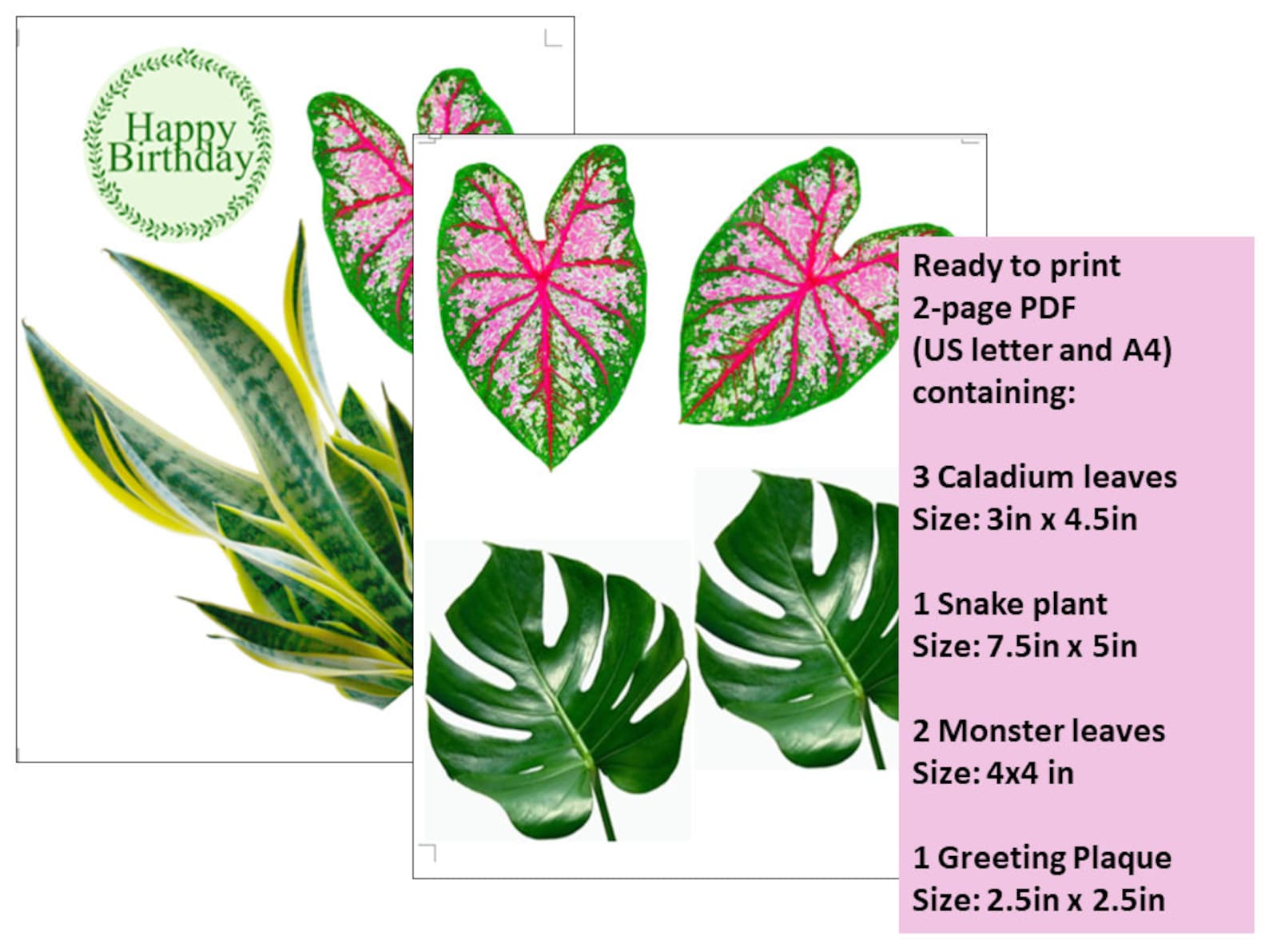 Plant Leaves Plant Lovers Cake Topper Digital Download | Etsy