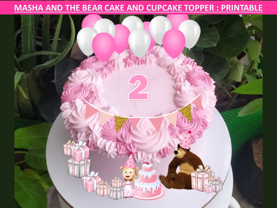 Masha and the Bear Cake & Cupcake Topper Printable Digital - Etsy