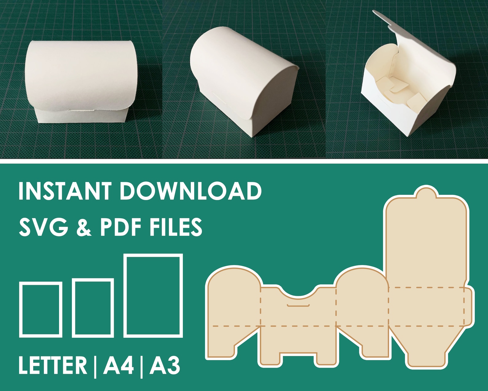 Chest Gift Box Template SVG PDF 8.5x11 A4 A3 Sheet | Etsy