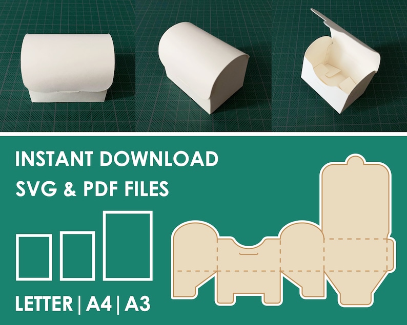 Chest Gift Box Template, SVG, PDF, 8.5x11, A4, A3 Sheet Instant ...