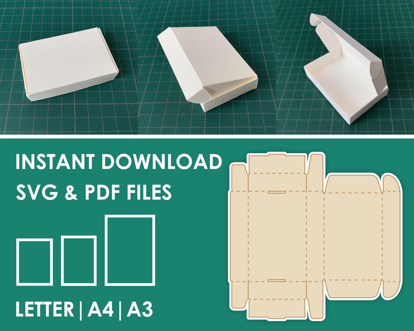 Rectangular Packaging Box Template SVG, PDF, 8.5x11, A4, A3 Sheet ...