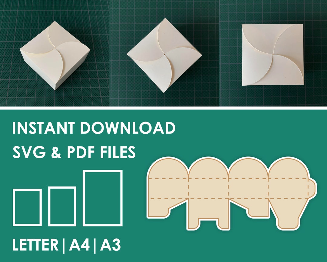 Square Gift Box Template, Small Size, SVG, PDF, 8.5x11, A4, A3 Sheet ...