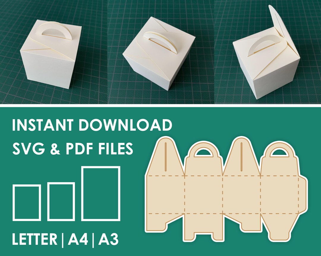 Gift Box With Handle Template, SVG, PDF, 8.5x11, A4, A3 Sheet Instant ...