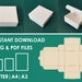 Gift Box Template, No Glue Box, SVG, PDF, 8.5x11, A4, A3 Sheet Instant ...