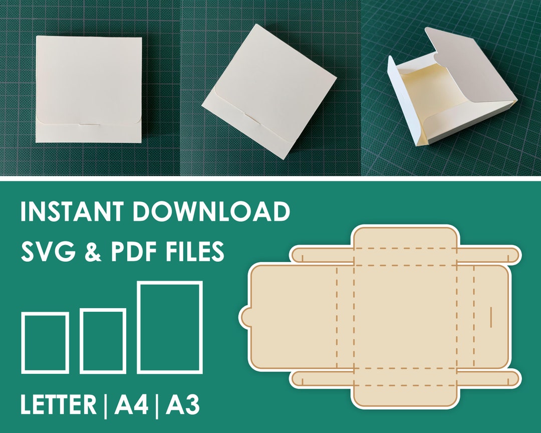 Slim Gift Box Template, No Glue Box, SVG, PDF, 8.5x11, A4, A3 Sheet ...