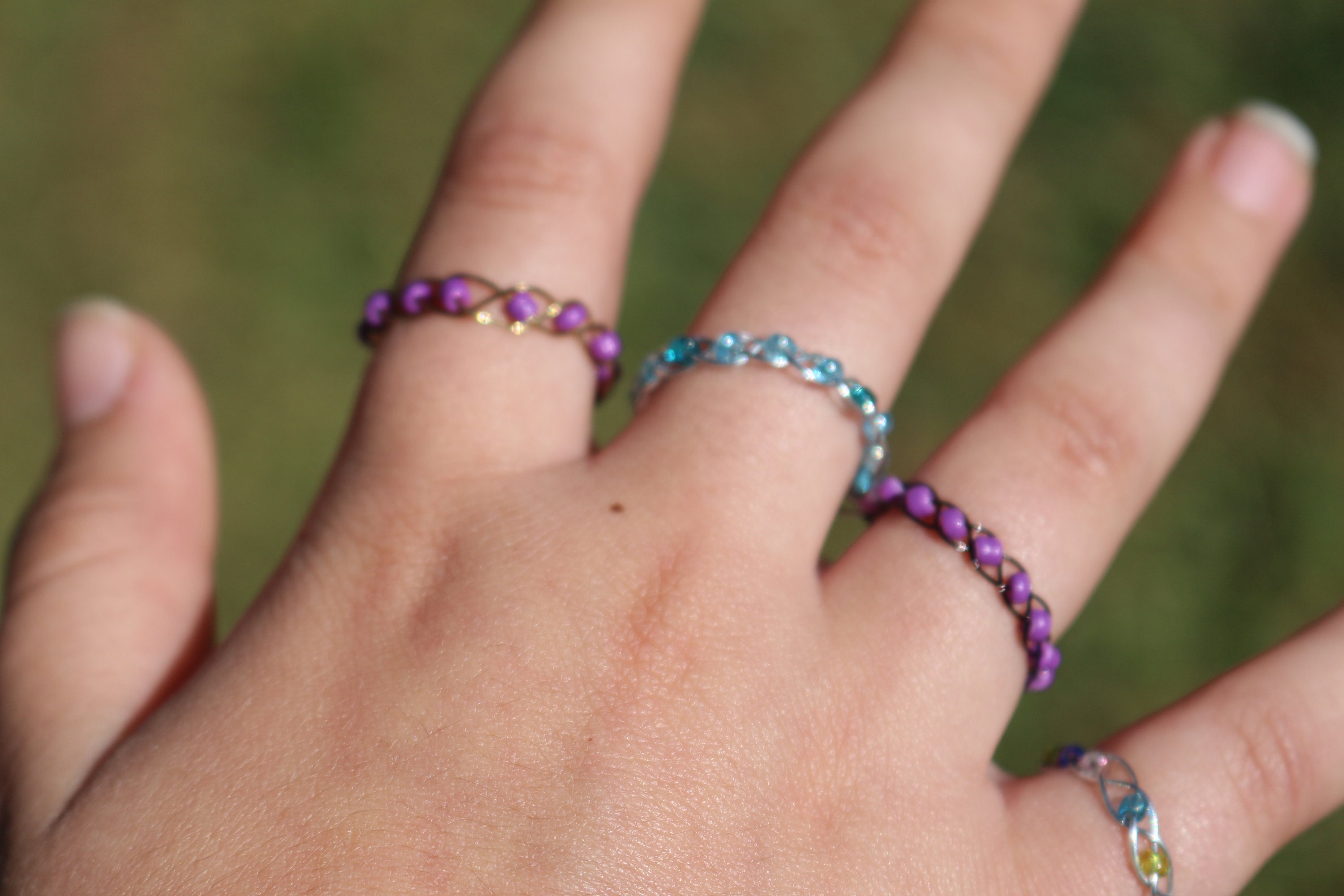 Braided Wire and Bead Rings Braided Stackable Rings Gold | Etsy