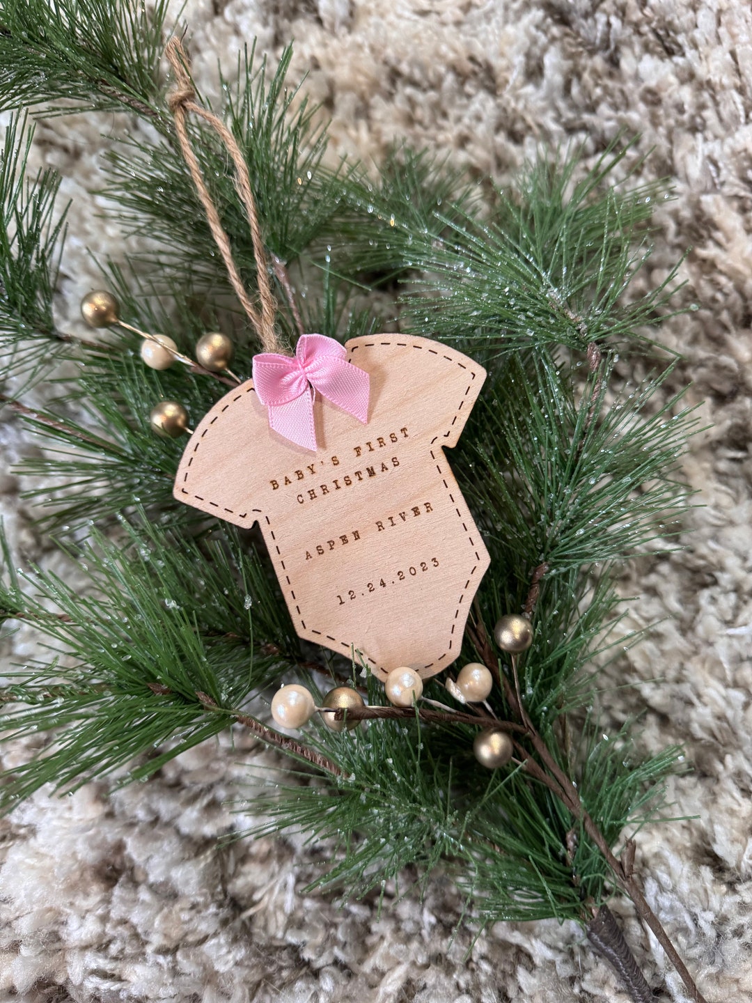 Baby's First Christmas Tree Ornament 2024 | Baby Onsie Christmas Tree ...