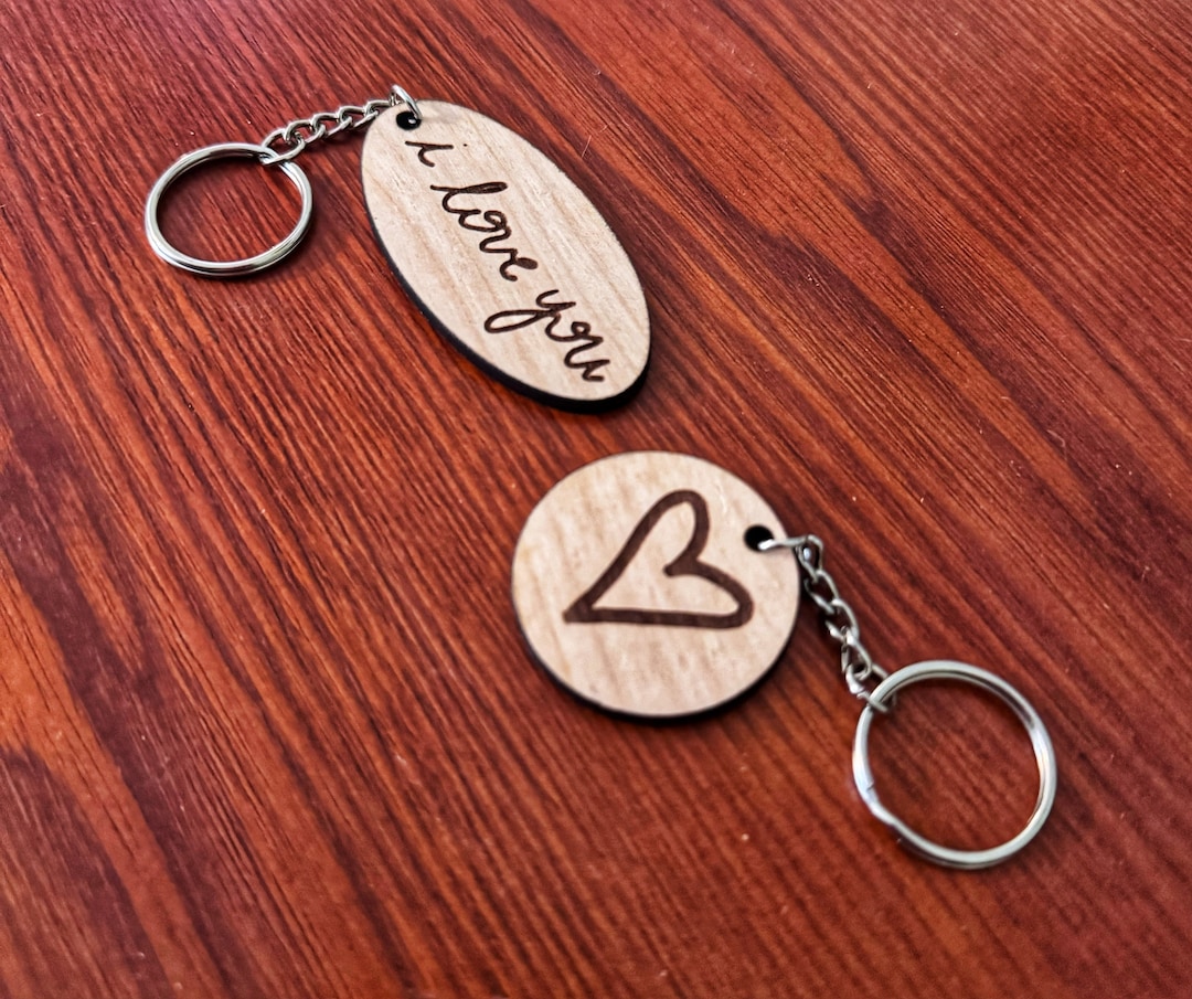 Custom Handwritten I Love You Key Chain Cudtom Drawn Heart Key Chain ...