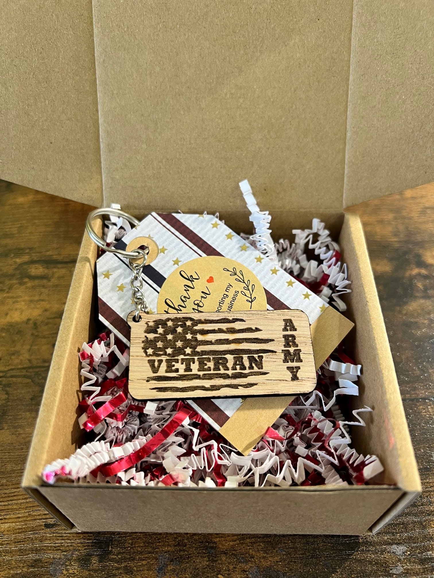 Veteran, Tattered Flag, Wooden, Laser Engraved Key Chain, US Army, US ...