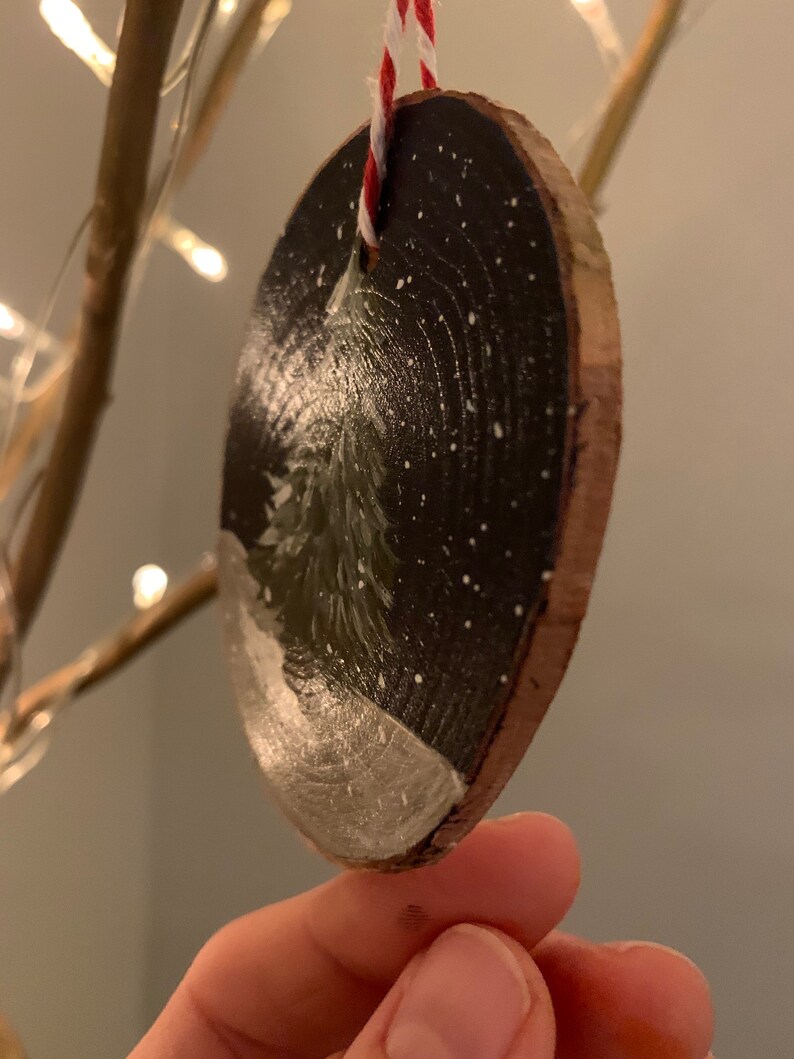 Christmas Tree Decoration Log Slice Handpainted - Etsy