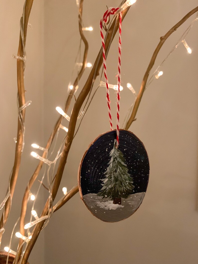 Christmas Tree Decoration Log Slice Handpainted - Etsy