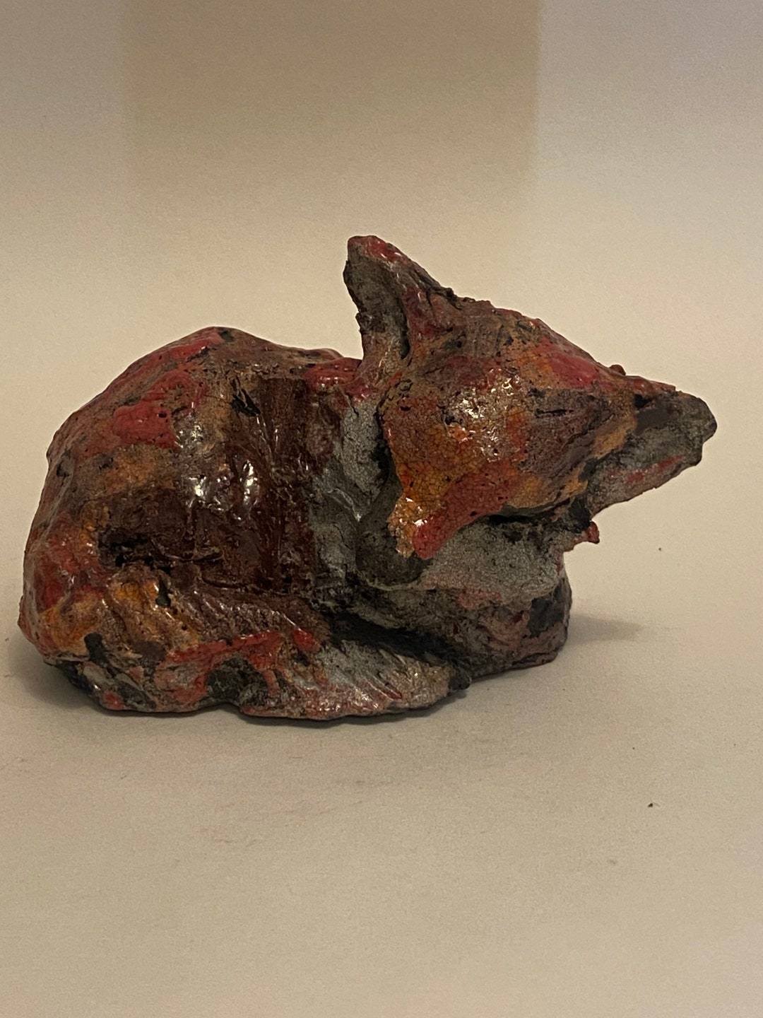 Small Handmade Ceramic Raku Sleeping Fox - Etsy