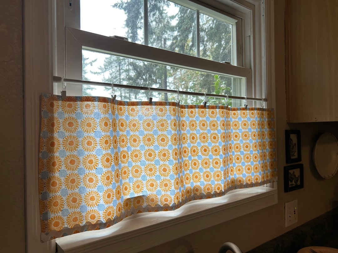 Cafe Curtain or Valance With Cheerful Sunflower Motif and - Etsy