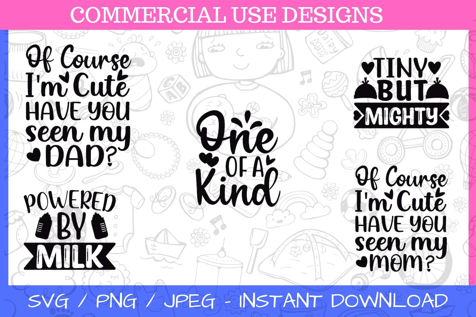 Cute Baby Bibs SVG Baby SVG Bundle Baby Quotes Print File Baby Onesie ...