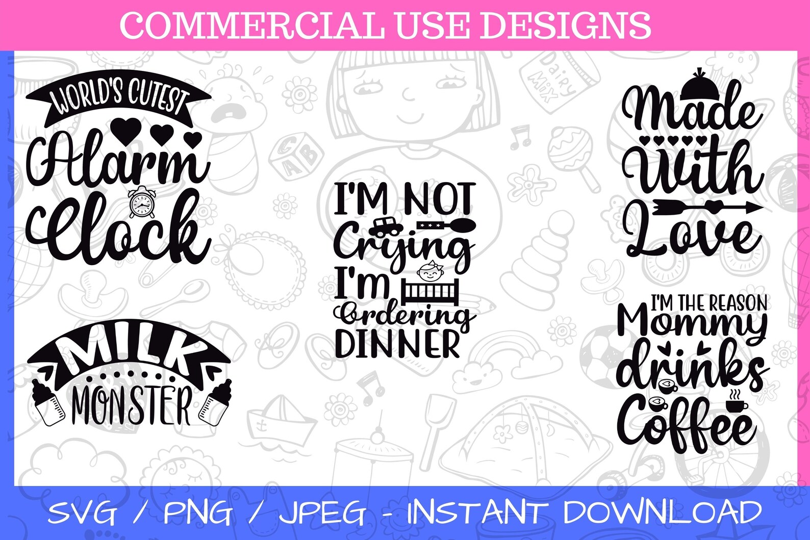 Cute Baby Bibs SVG Baby SVG Bundle Baby Quotes Print File Baby Onesie ...