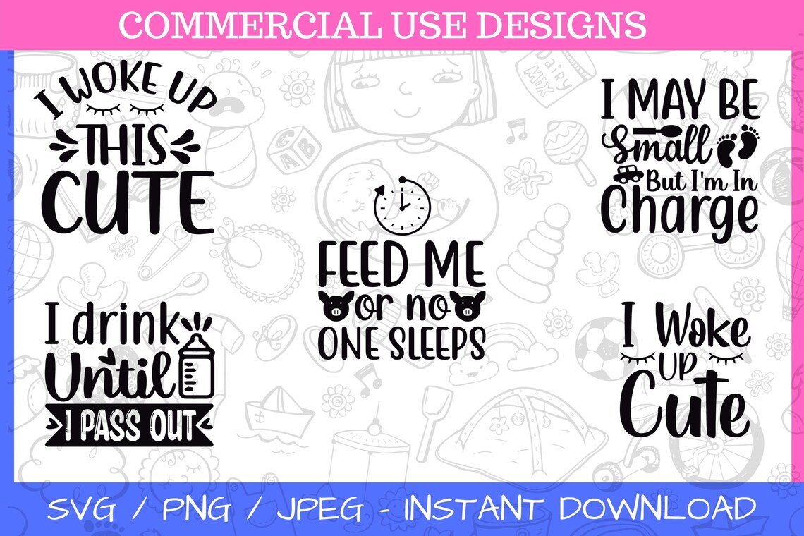 Cute Baby Bibs SVG Baby SVG Bundle Baby Quotes Print File Baby Onesie ...