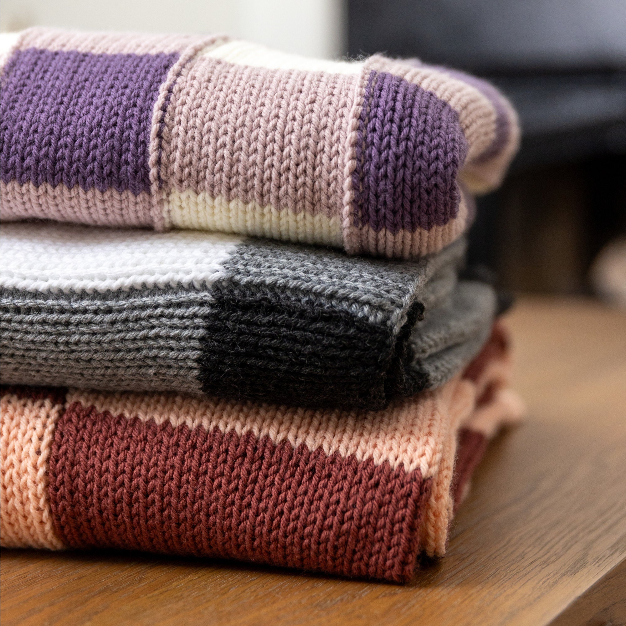 Knitting Machine Blanket Pattern: Gingham Design (PDF & Video ...