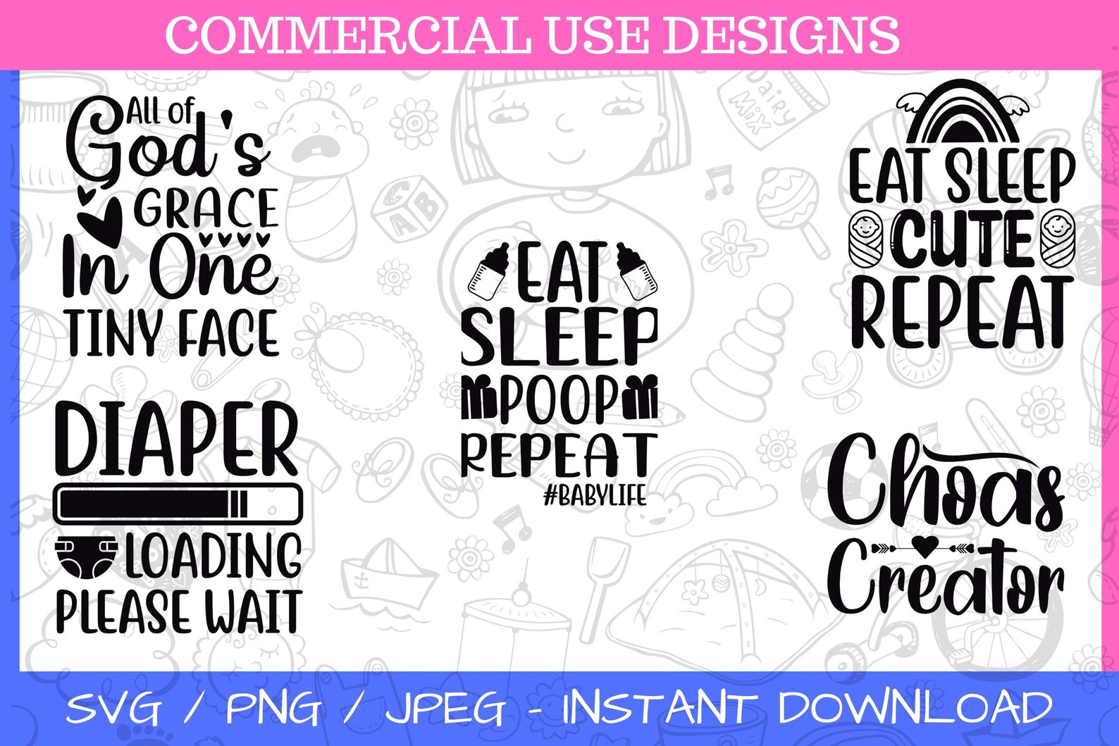 Cute Baby Bibs SVG - Baby SVG Bundle - Baby Quotes Print File - Baby ...