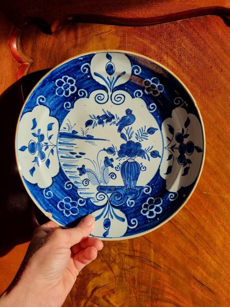 Antique 18th Century Delft Blue Wall Plate, Signature Pieter Adriaensz ...