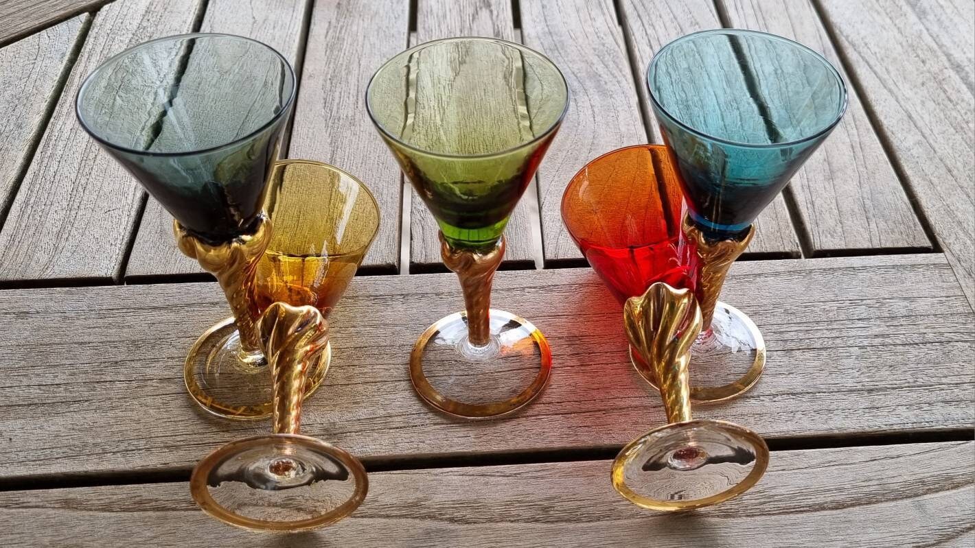 Tre Fuochi Murano Colored 24K Gold Shots Glasses - Etsy