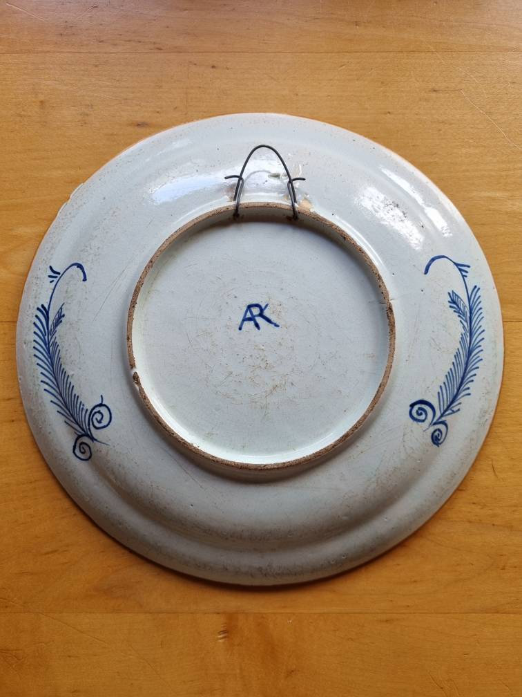 Antique 18th Century Delft Blue Wall Plate, Signature Pieter Adriaensz ...