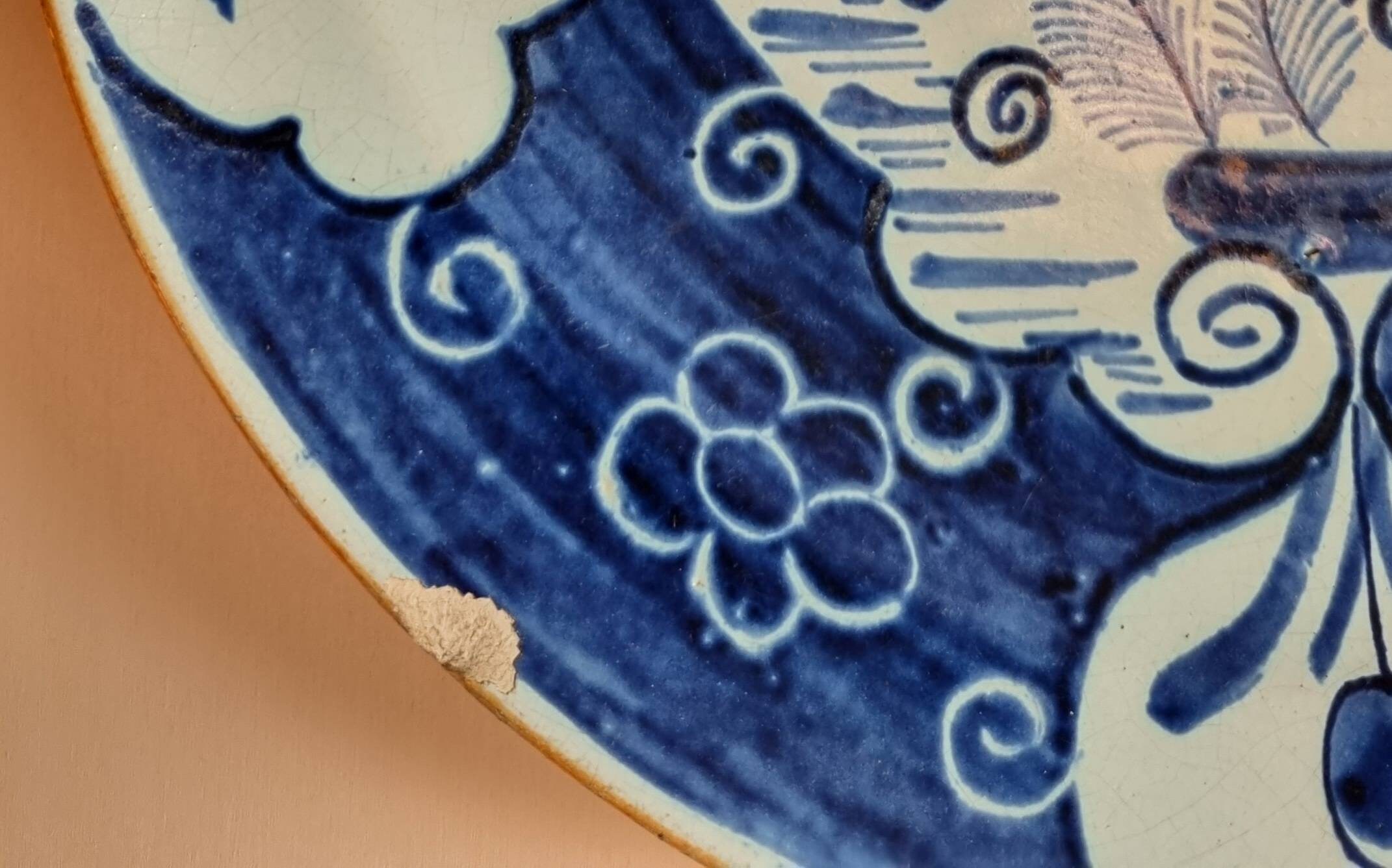 Antique 18th Century Delft Blue Wall Plate, Signature Pieter Adriaensz ...