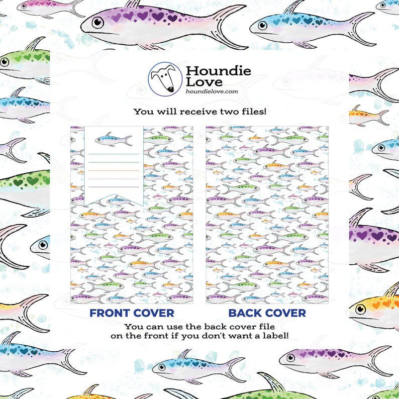 Printable Composition Notebook Cover PNG • Rainbow Sardine Hearts ...