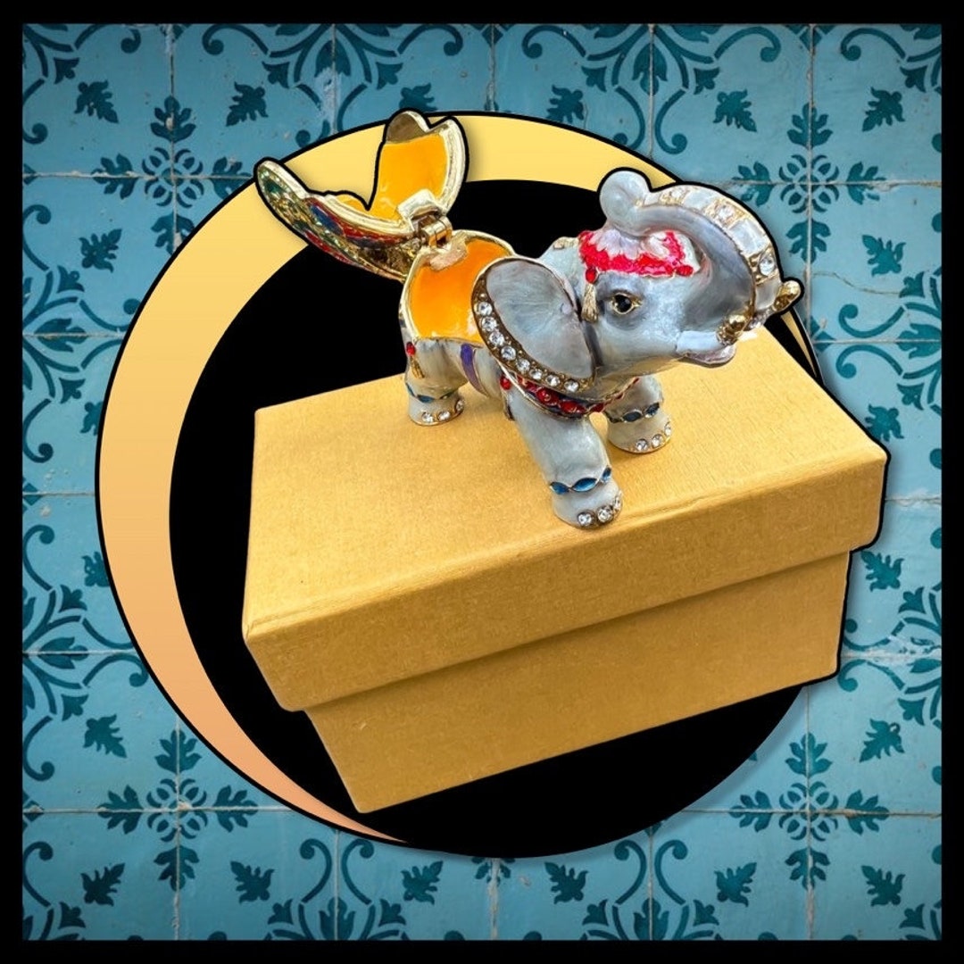 Jeweled Elephant Trinket Box - Etsy