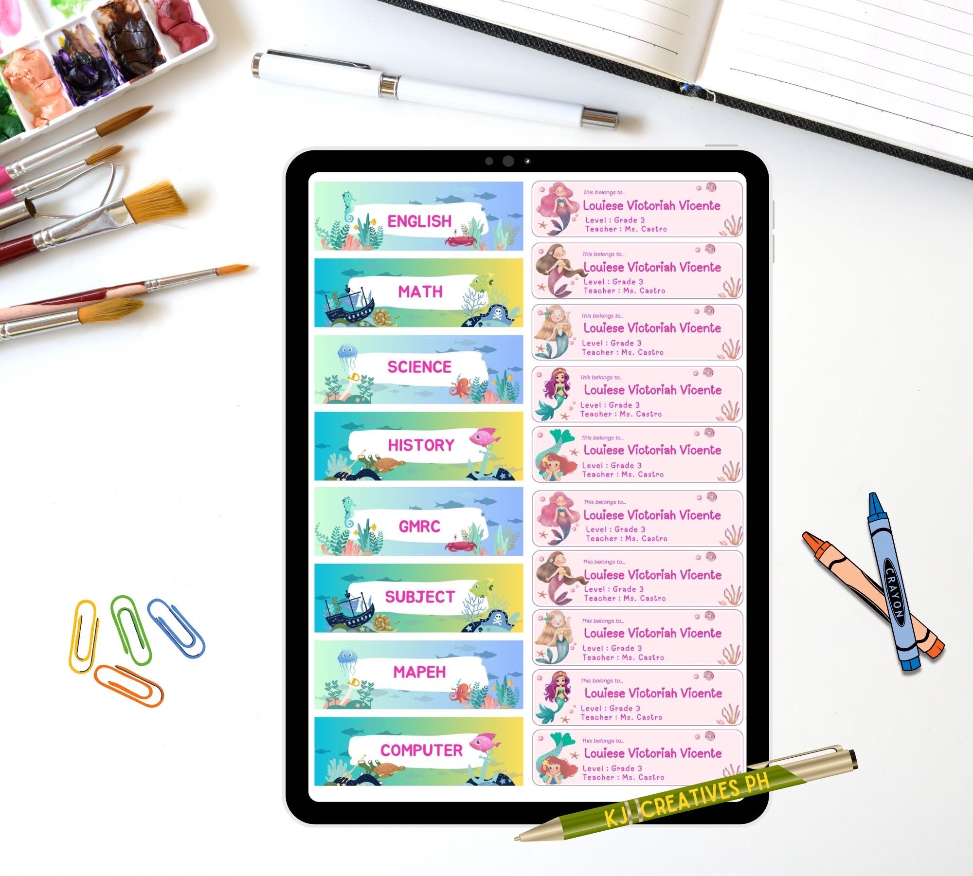 Under the Sea Name Tag: Editable School Labels (digital Download) - Etsy