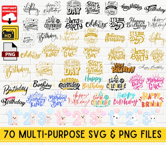 Happy Birthday PNG SVG Files Happy Birthday Svg Bundle - Etsy