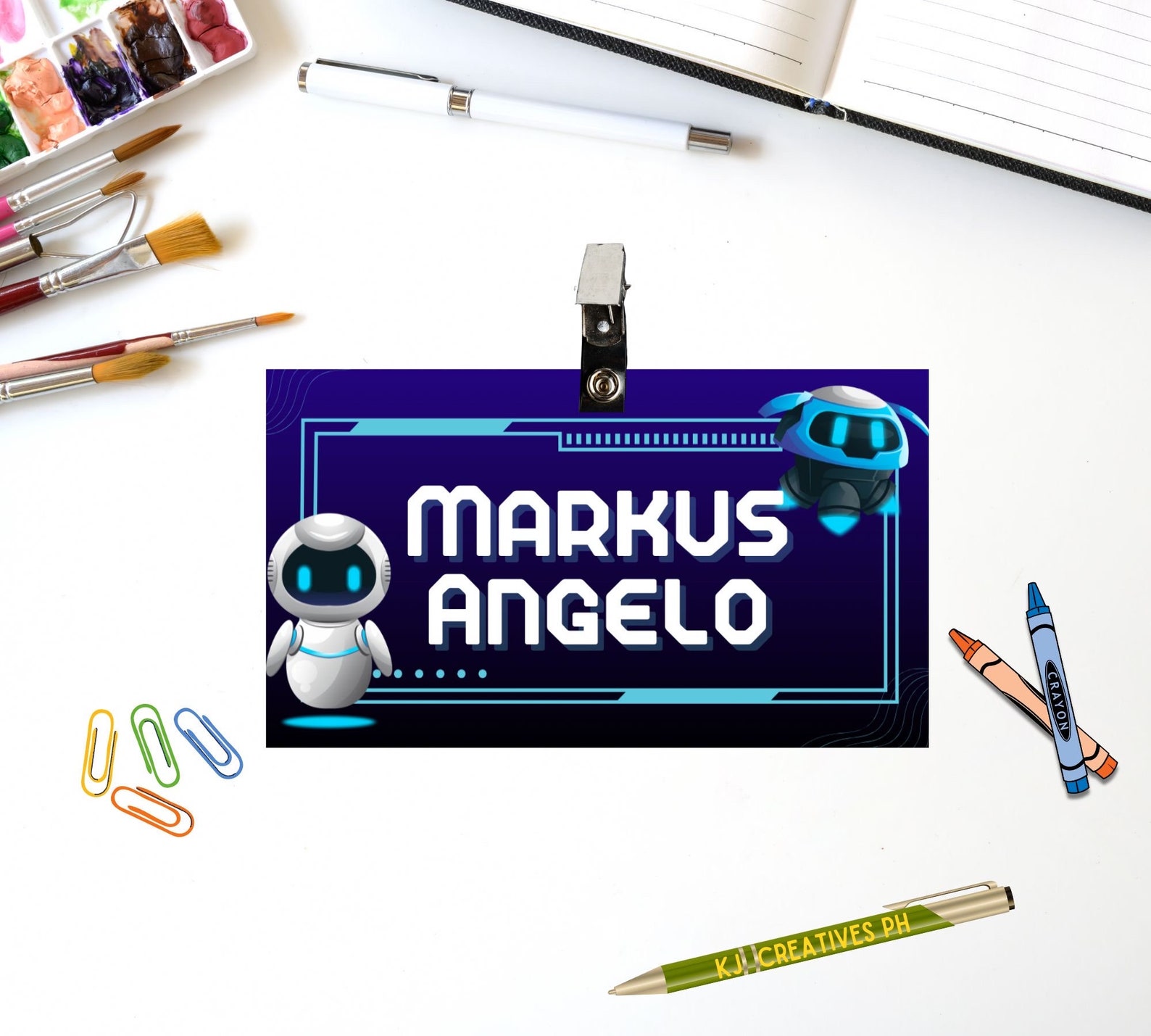 Futuristic Personalized Name Tag | Editable School Name Tag | Unique ...
