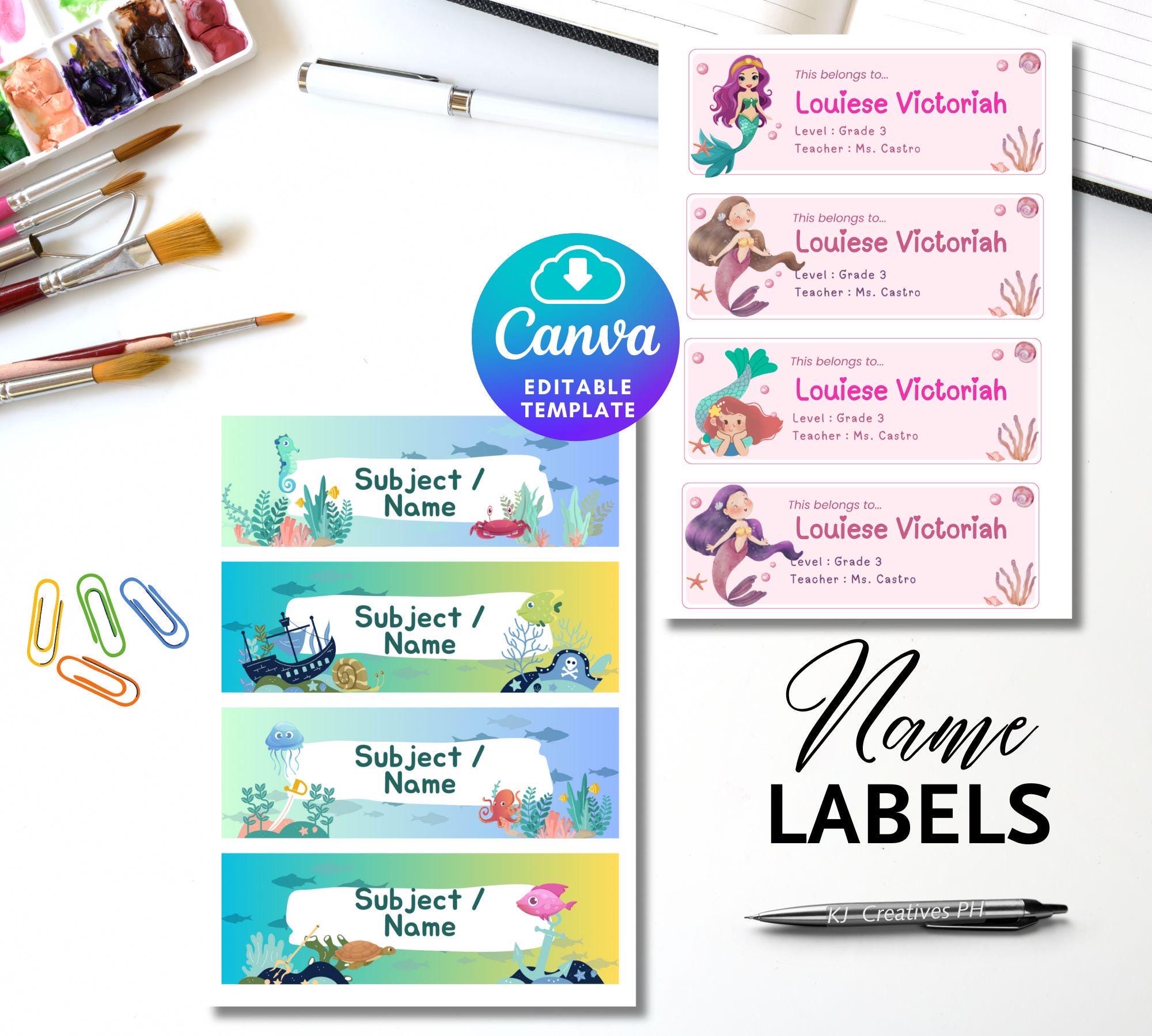 Under the Sea Name Tag: Editable School Labels (digital Download) - Etsy