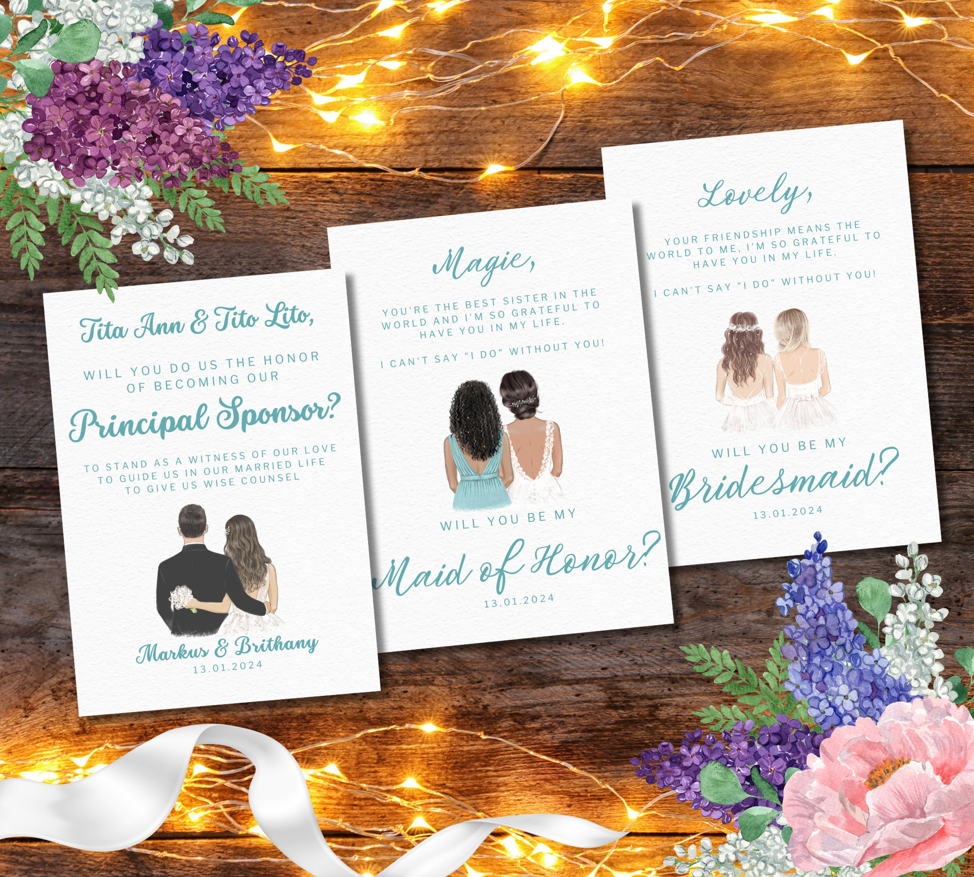 SALE Minimalist Will You Be My Bridesmaid, Maid of Honor Principal ...