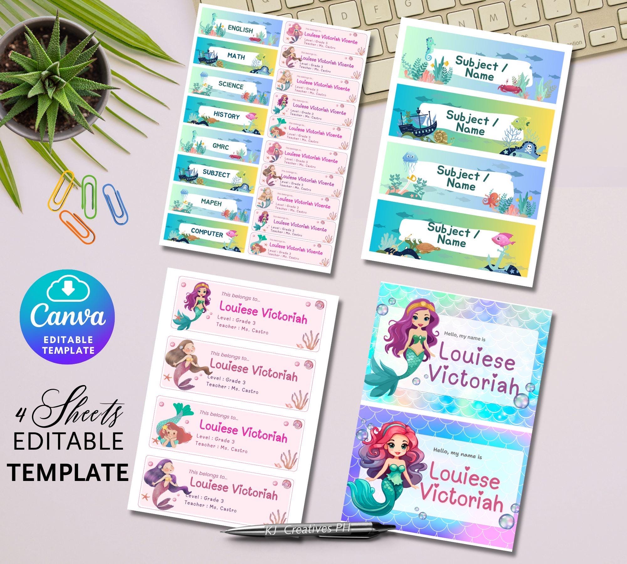 Under the Sea Name Tag: Editable School Labels (digital Download) - Etsy