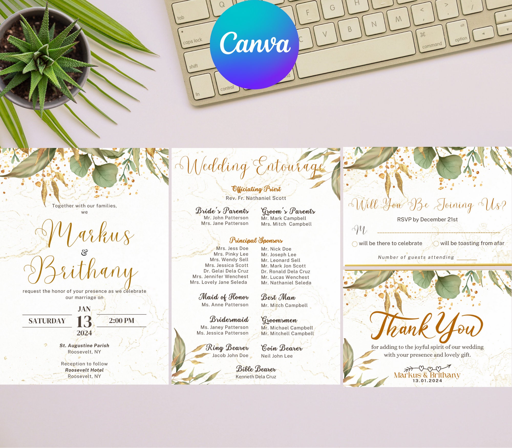 Wedding Entourage List Printable