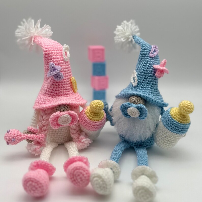 Baby Shower Crochet Gnome Amigurumi Pattern — Gender Reveal Party Gonk ...
