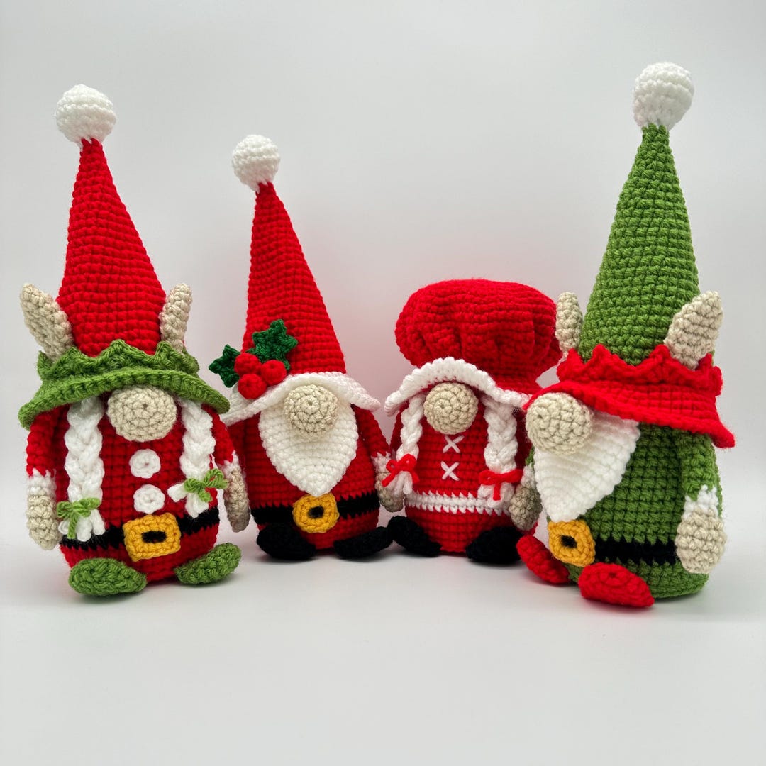 Christmas Crochet Pattern: Santa, Mrs. Claus, Elf Gnomes (PDF Download ...