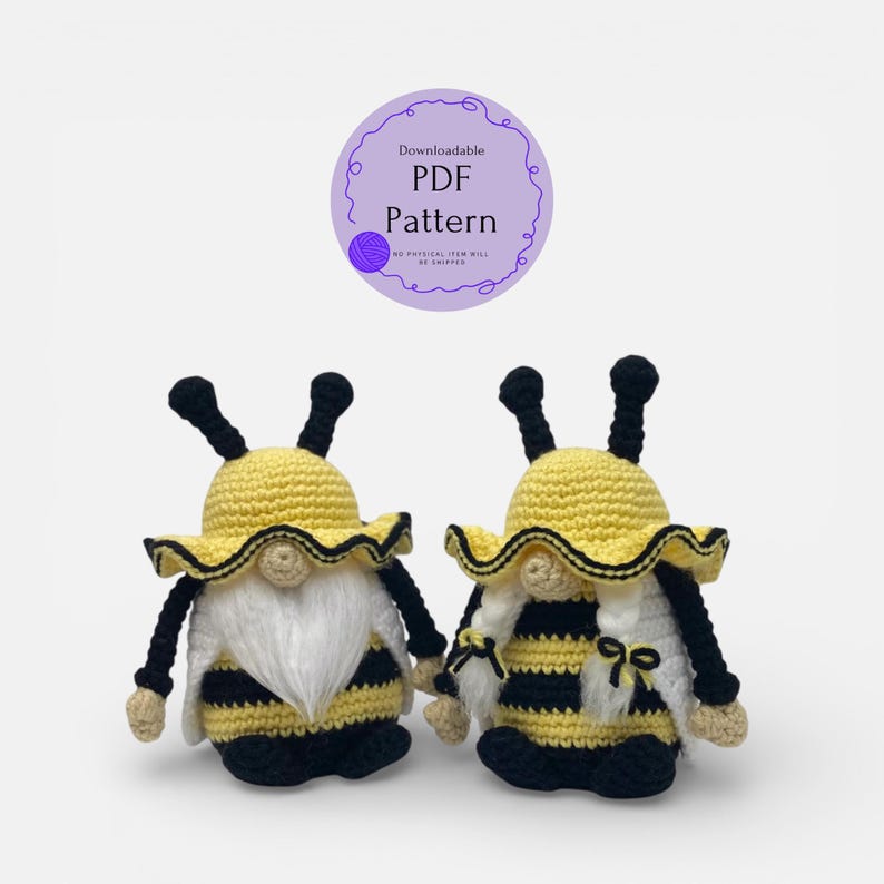 Crochet Gnome Amigurumi Pattern — Bee Gnome Summer Garden Decoration ...