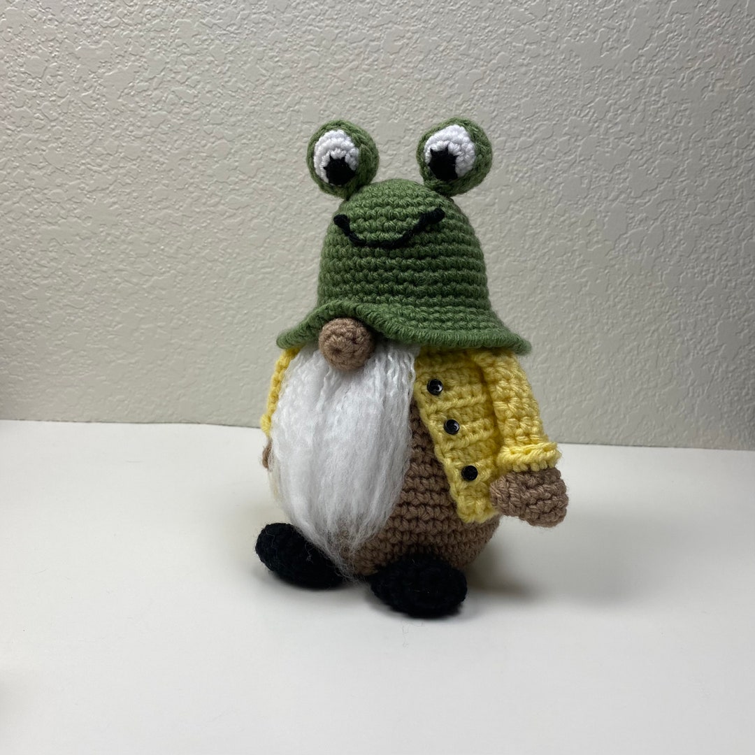 Frog Gnome Crochet Amigurumi Pattern, Frog Garden Gnome, Handmade Toad ...