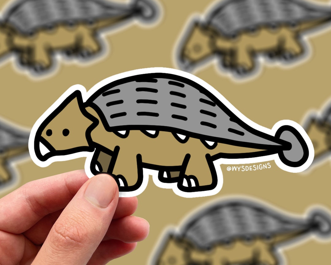 Ankylosaurus Sticker, Dinosaur Decal, Waterproof Vinyl, Cartoon Dino ...