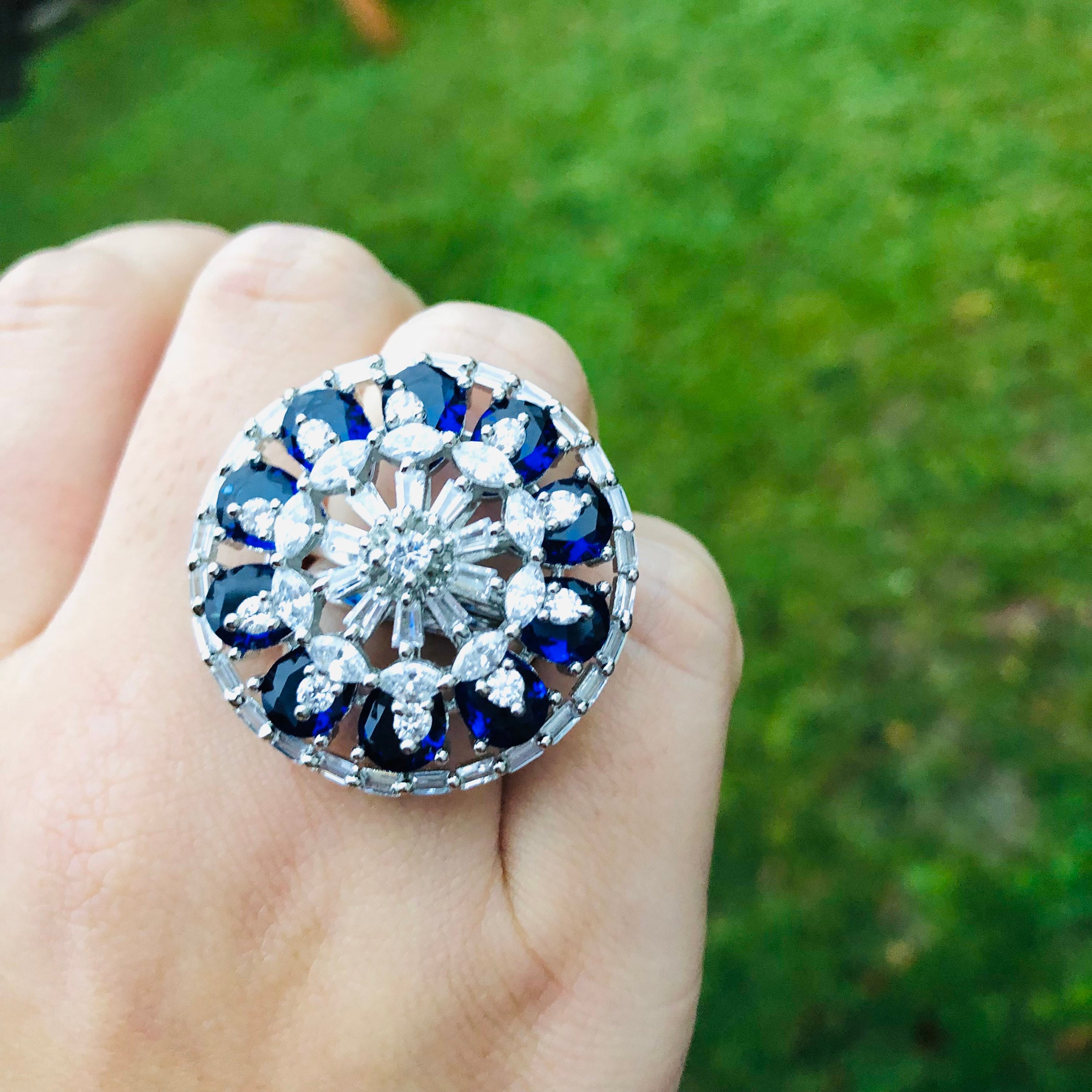 American Diamond Ring Multi Color Ring Adjustable Ring Wedding Ring Etsy