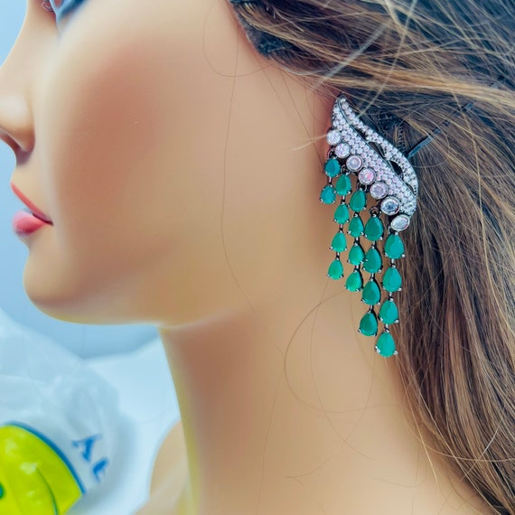 Beautiful American Diamond Earrings CZ Earrings Unique Design Party Wear Jewelry Etsy