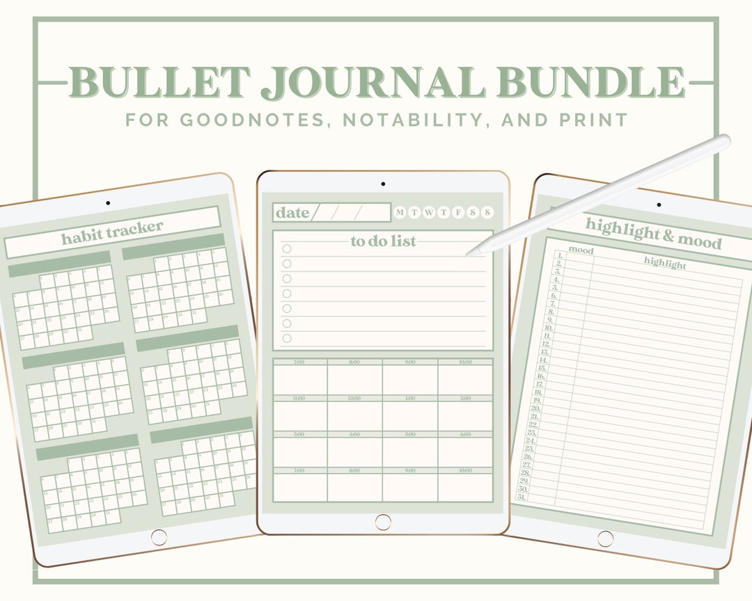 Digital Bullet Journal Bundle || to Do List, Mood Tracker, Habit ...