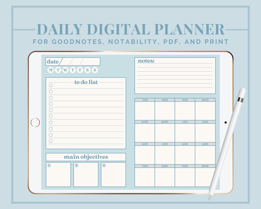 Daily Digital Planner (baby Blue) || ADHD Planner, Time Blocking, to Do ...
