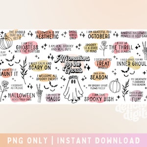 Halloween Affirmations 16 Oz Glass Can Wrap Sublimation PNG Design Boho ...