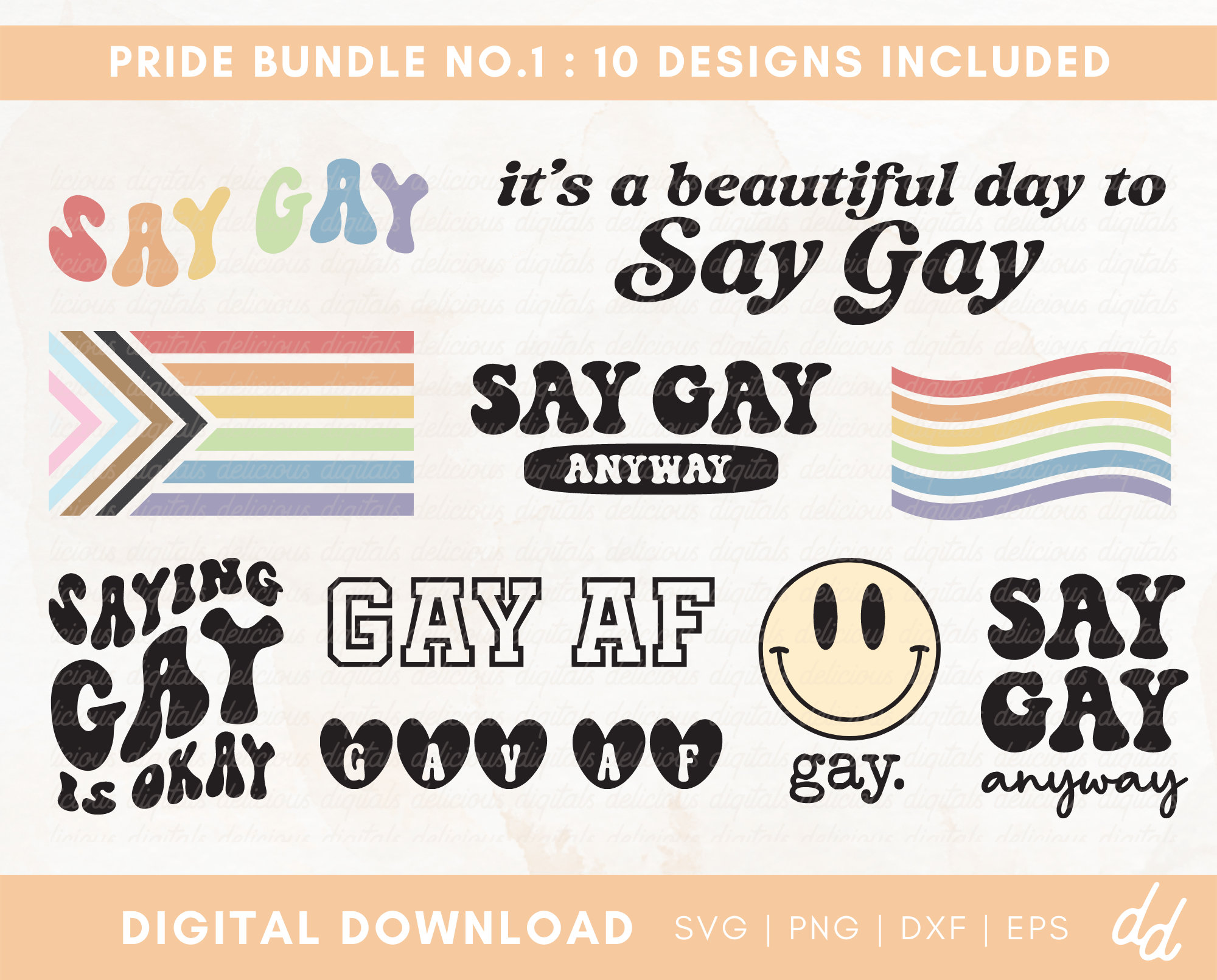Say Gay SVG Bundle Cut File, Lgbtq SVG, Pride SVG - Commercial Use ...