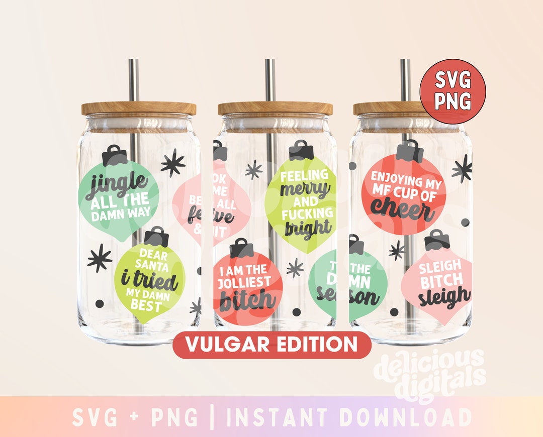 Christmas Affirmations VULGAR SVG - Christmas Retro Ornaments 16oz ...