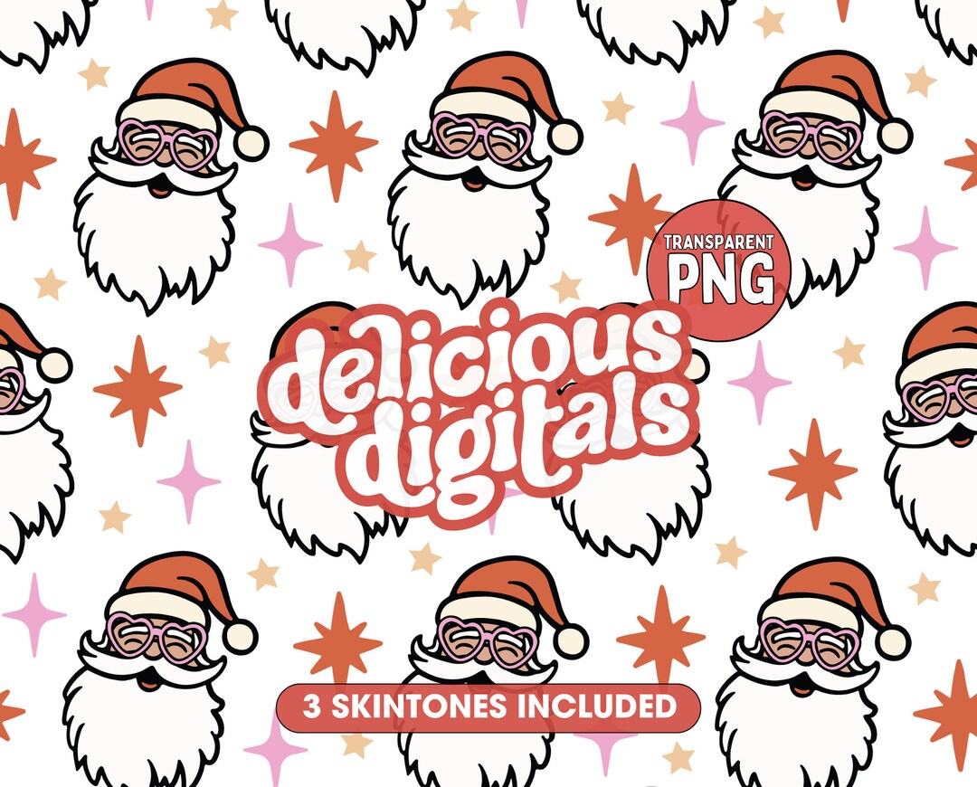 Groovy Chic Santa Seamless File, Seamless Pattern, Transparent Digital ...