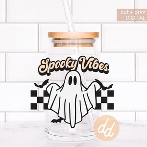 Spooky Vibes Ghost SVG PNG Bundle Cute Ghost SVG Retro Trendy Svg ...